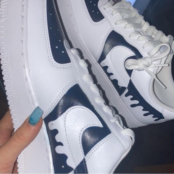 Nike | Shoes | Mens Nike 5 White Navy Custom Designer Air Force One ...